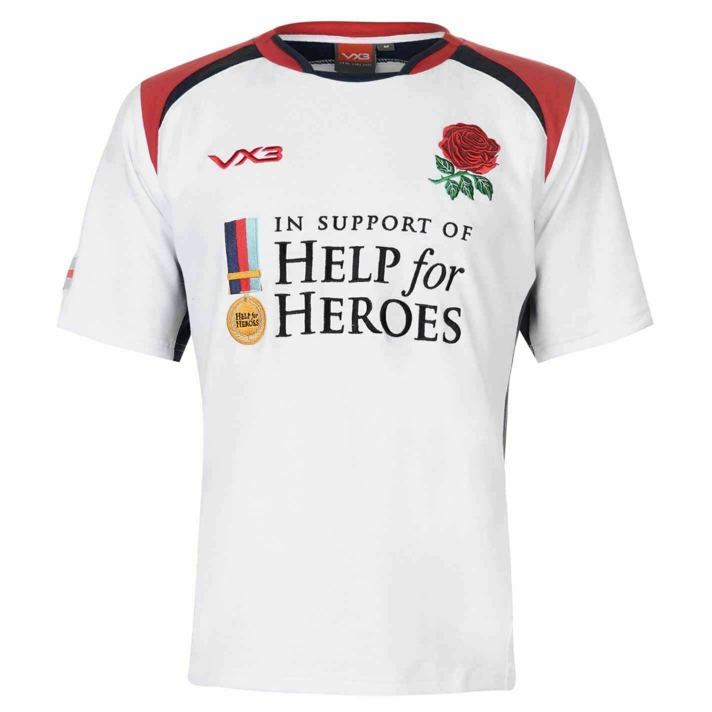 VX3 Help for Heroes England Rugby Men's Shirt, Size: S (Chest: 36-38 ...