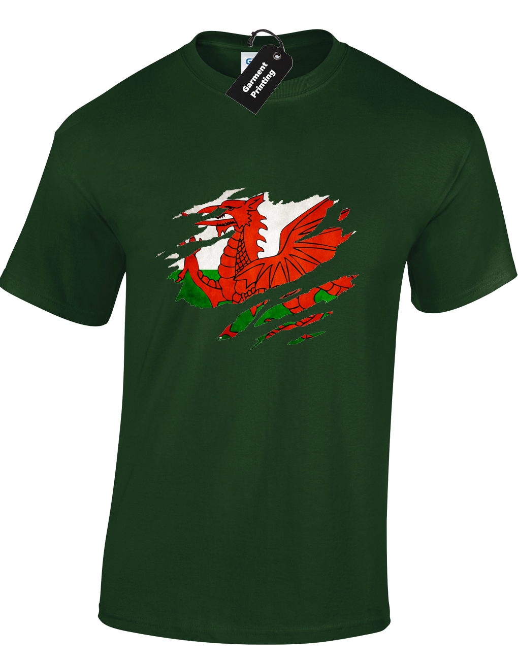 WELSH FLAG CHEST SLASHED MENS T SHIRT WALES PATRIOT PRIDE RUGBY ...