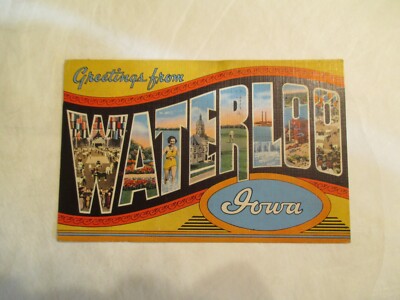 Waterloo Iowa Postcard Big Letter Greetings IA | eBay