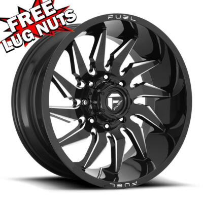 22 inch 22x10 Fuel D744 SABER BLACK MILLED wheel rim 8x6.5 8x165.1 -18 ...