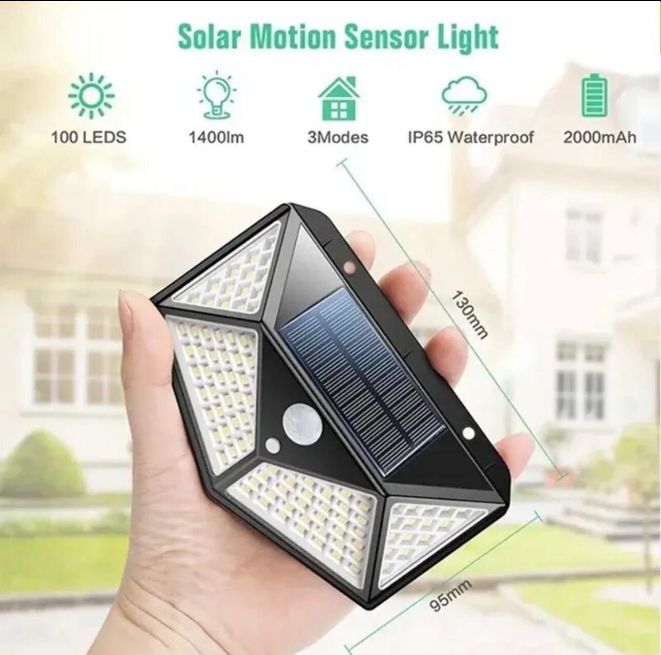 House Solar LED Area Wall Light with Motion Sensor 2 Pack 1000 Lumens ...