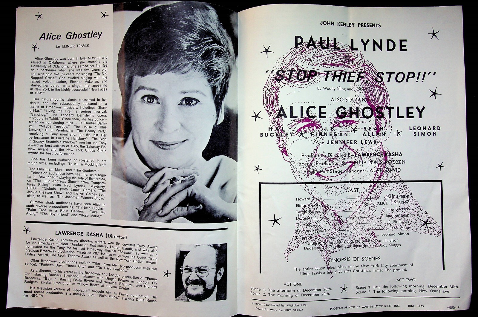 Kenley Players 1975 Souvenir Program Stop Thief Stop Paul Lynde Alice ...