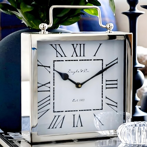 Modern Silver Square Ball Handle Doyle & Co Mantel Clock Display Home ...