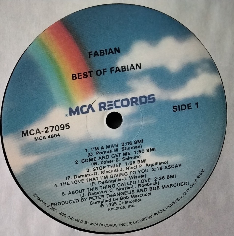 FABIAN - BEST OF FABIAN 1985 MCA RECORDS MCA-27095 US COMPILATION GREAT ...