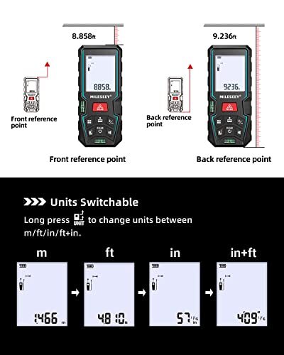 Laser Measure, 165 Feet Laser Measurement Tool with 2 Bubble Levels ...