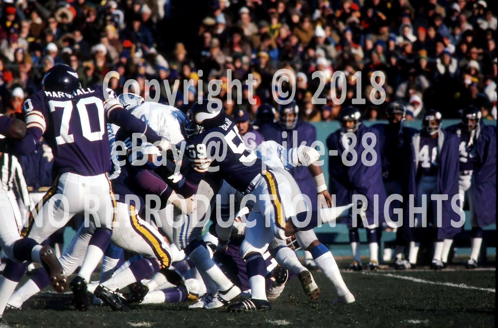 JEFF SIEMON,MATT BLAIR,JIM MARSHALL MINNESOTA VIKINGS VS. LIONS D ...