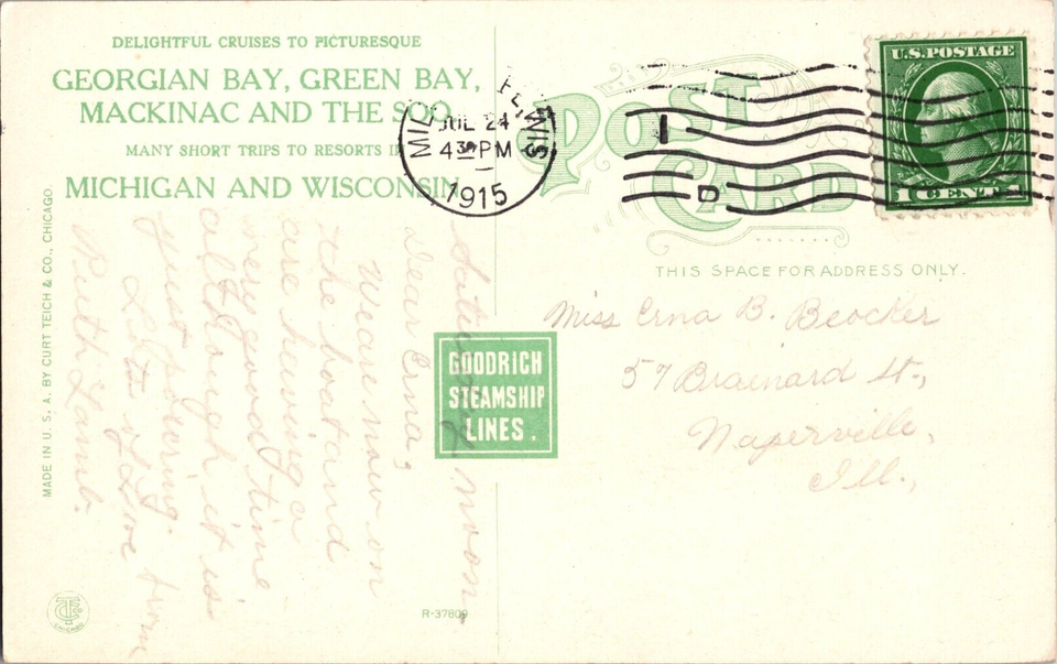 SS Christopher Columbus Steamship Goodrich Transit Co PM 1915 Ship ...