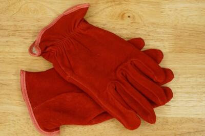 VINTAGE Unisex Cowboy Western Style Gloves Red Suede Leather Knit ...
