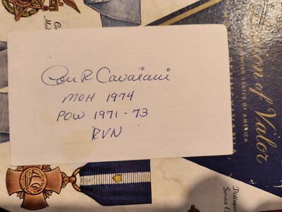 CSM JON R. CAVAIANI, USASF Vietnam War Medal of Honor Signed 3x5 Card ...