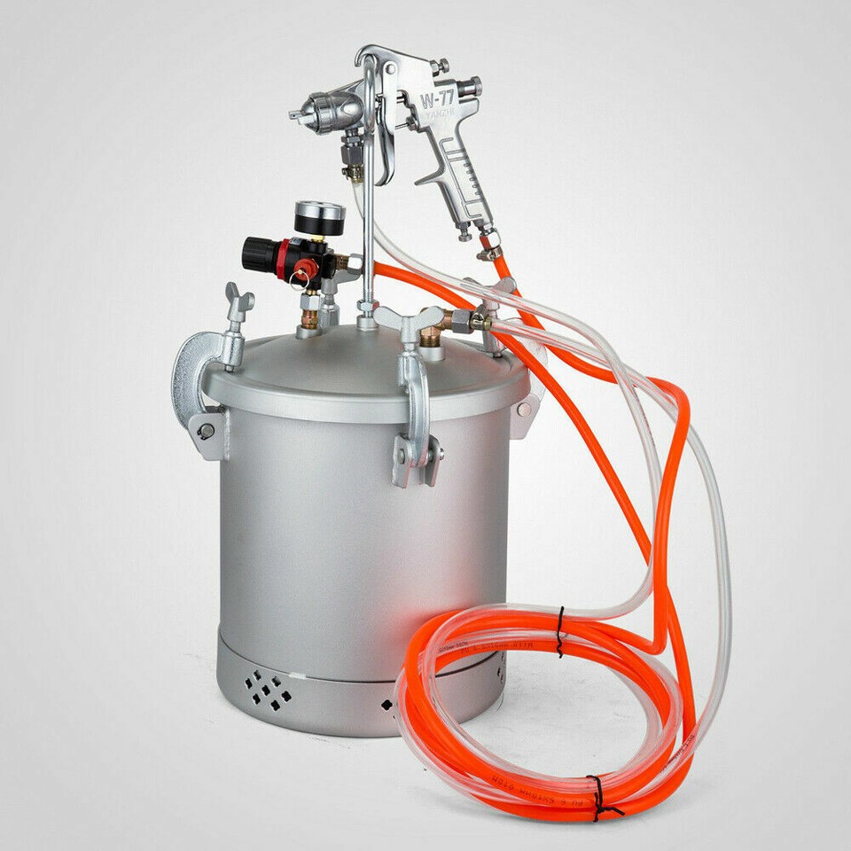 2.6Gal. High Pressure Pot Paint Sprayer Lacquer Full Kit Industrial ...
