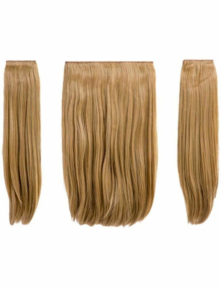 KOKO 18 inch three piece STRAIGHT clip in hair extension Heat Resistant ...