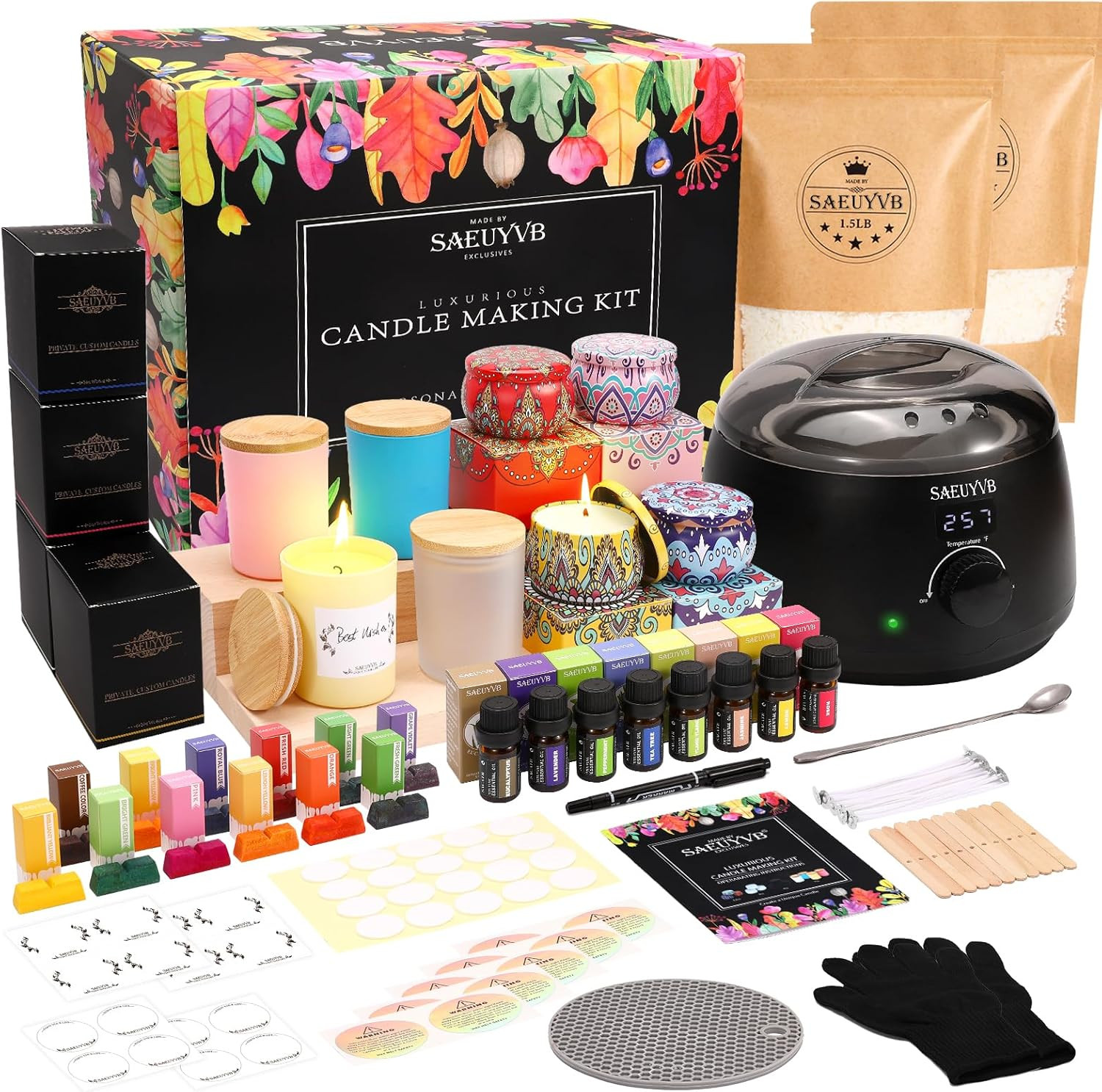 SAEUYVB Candle Making Kit,Candle Making Kit for Adult with Wax Melting ...