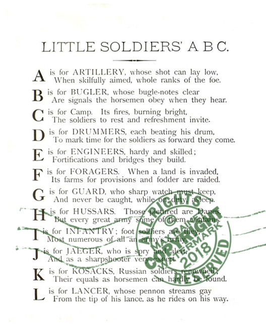 Little Soldier's ABC 1894 McLoughlin Brothers ** Alphabet Rhymes ...