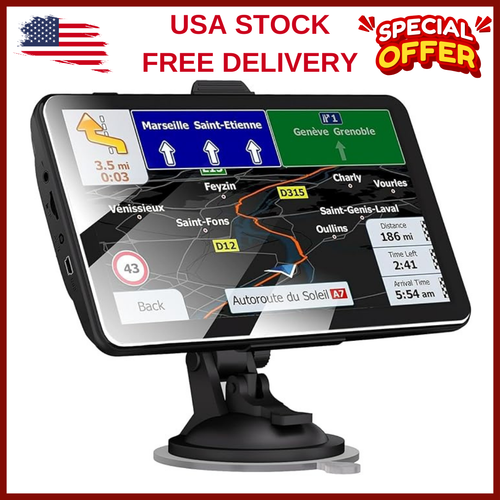 Car Truck GPS Navigation 7 Inch Touch Screen 2025 Maps Spoken Direction ...