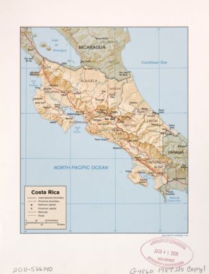 18" x 24" 1987 Map Of Costa Rica Railroads Roads | eBay
