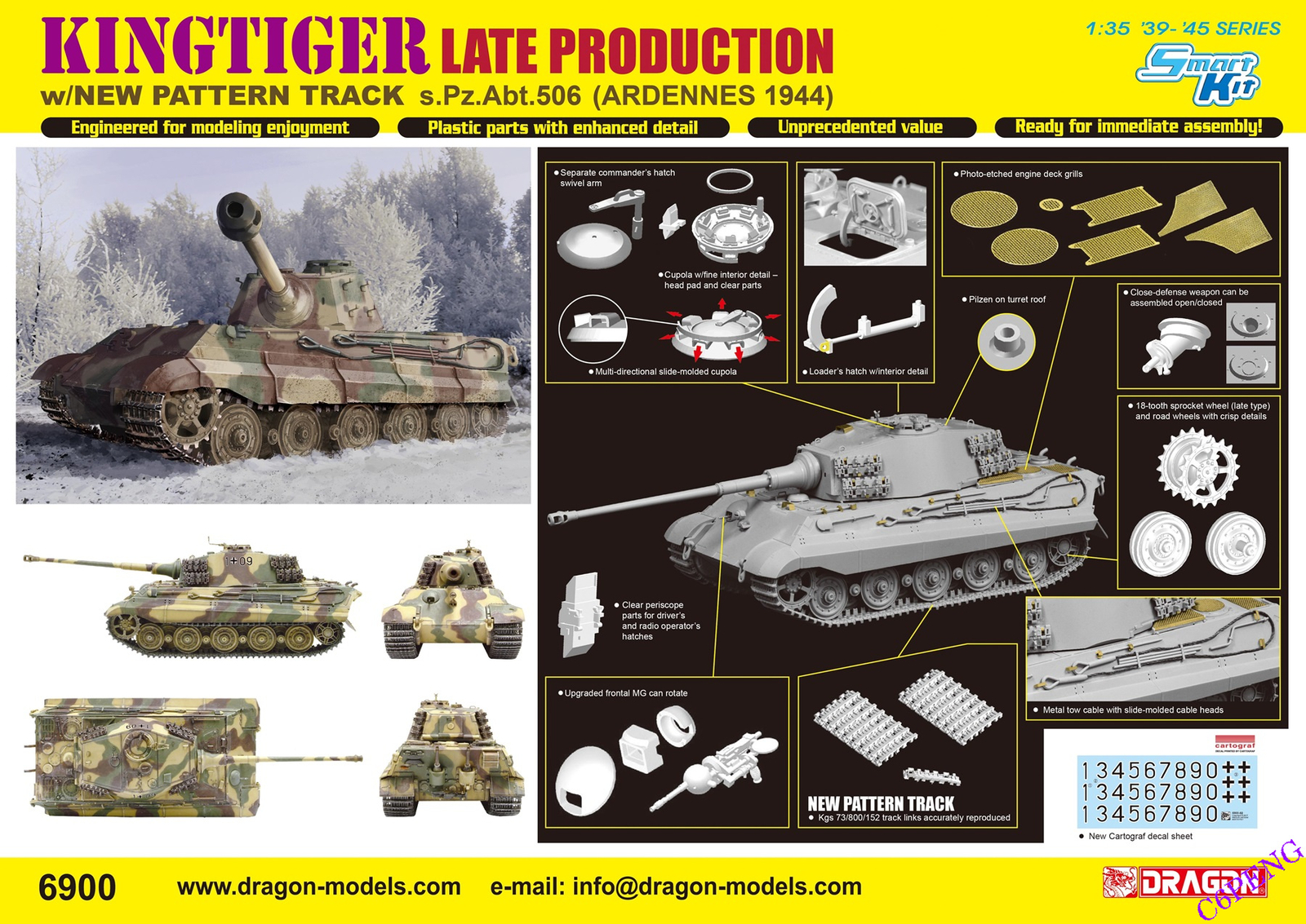 DRAGON 6900 1/35scale Kingtiger Late Production w/New Pattern Track s ...
