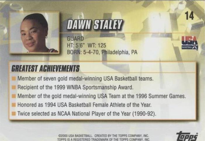 2000 Topps Team USA - Dawn Staley #14 for sale | eBay