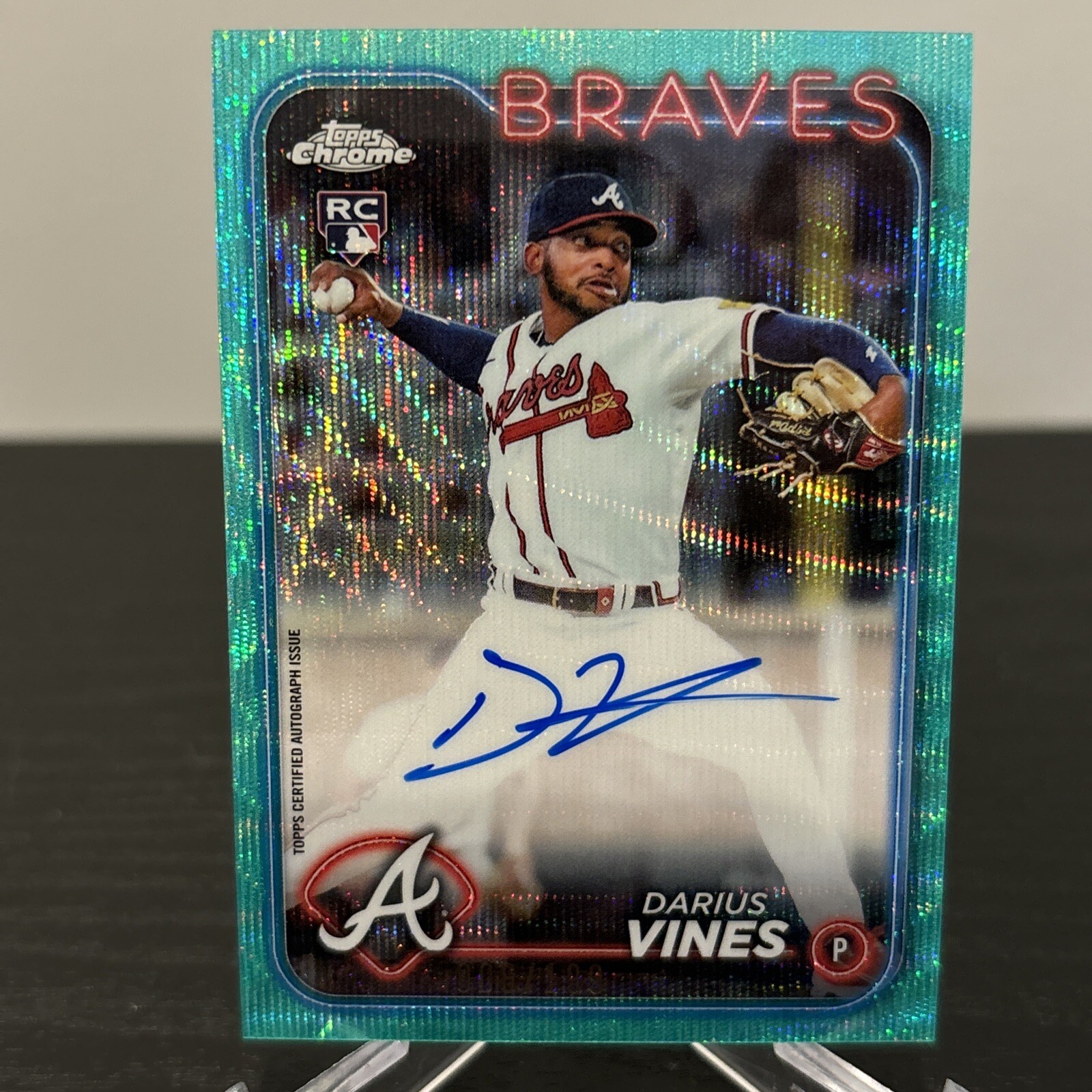 2024 Topps Chrome Baseball Darius Vines RC /199 Auto Braves Aqua Wave ...
