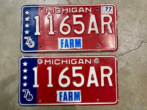 Vintage 1976 Michigan Farm License Plate Pair | eBay