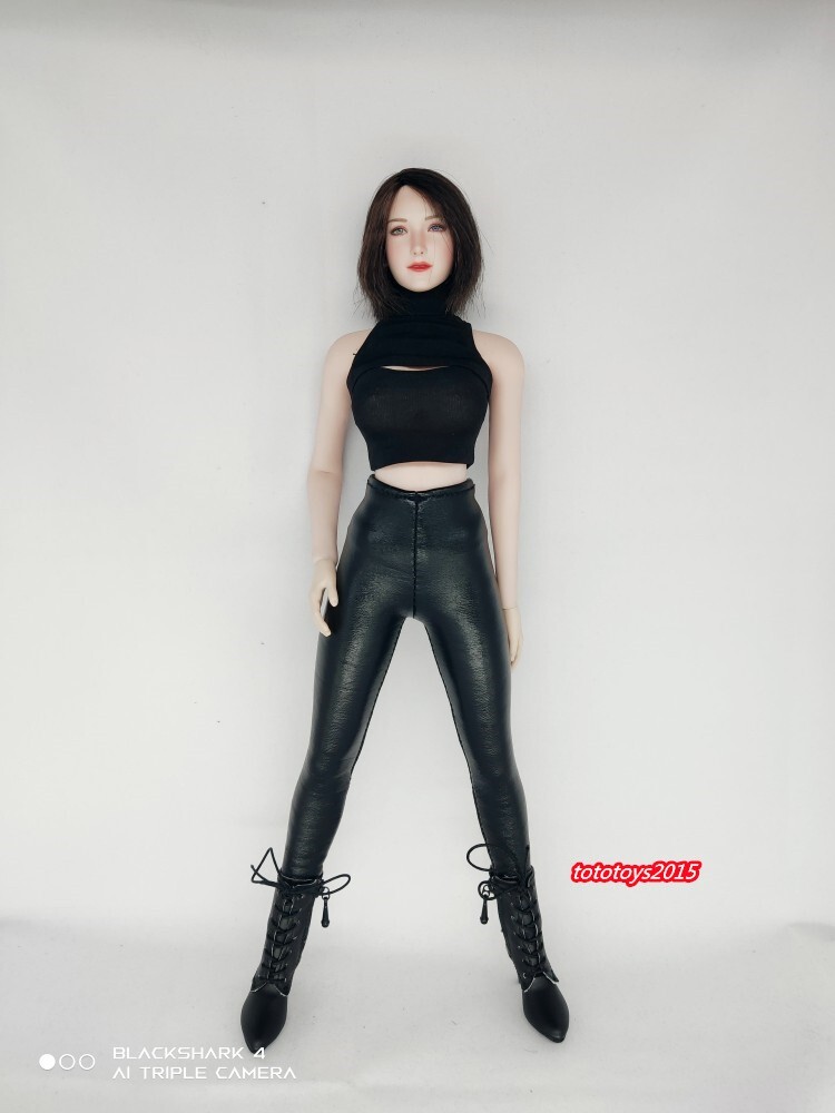 1/6 Slim Tight Elastic Leather Pants Trousers Fit 12'' PH TBL Female ...