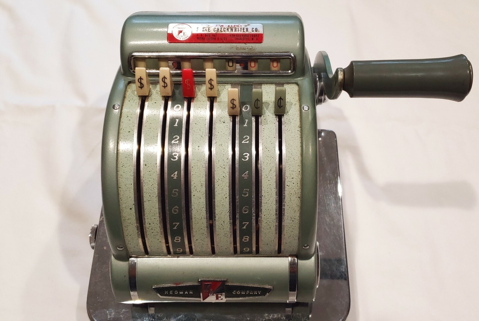 Vintage Hedman Company F & E Check Protector Serial #XL-4245725, 7 ...