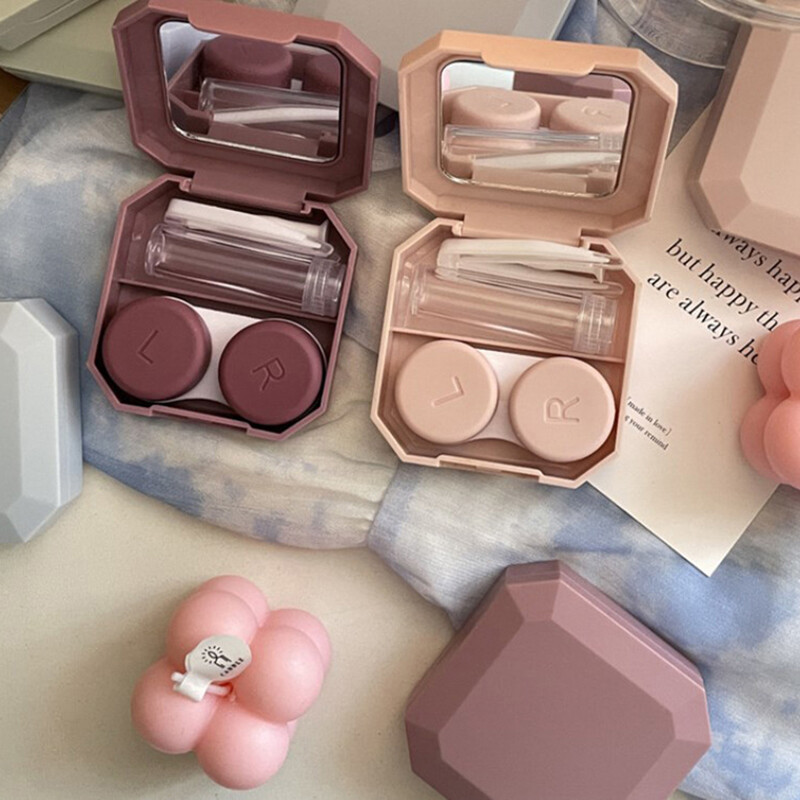 Candy Color Contact Lenses Box Solid Color Portable Contact Lens Case ...