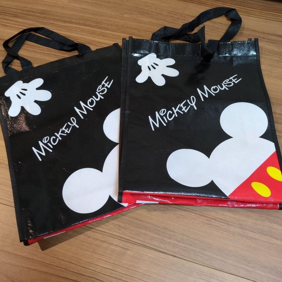 Mickey Mouse Minnie Mouse Tote Bag Pair Set Design Black Red Medium ...