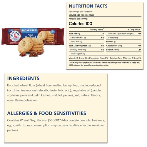 Voortman Sugar Free Cookies - Variety Pack - Oatmeal (1, 8oz packs ...