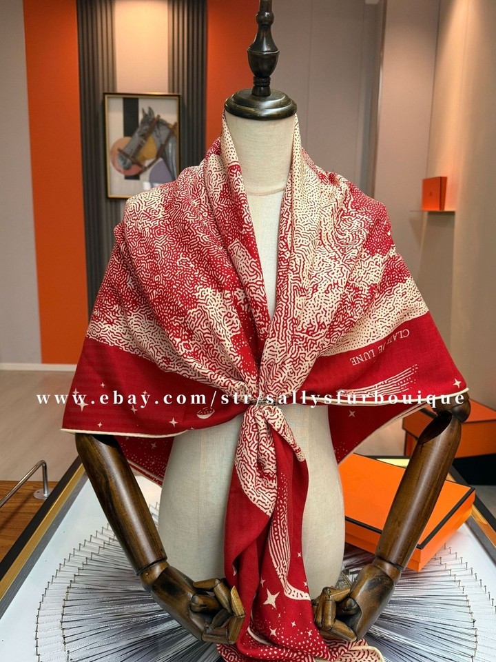 Sallys 70% Cashmere & 30% Silk Wrap Scarf Earth Print Double Face Shawl ...