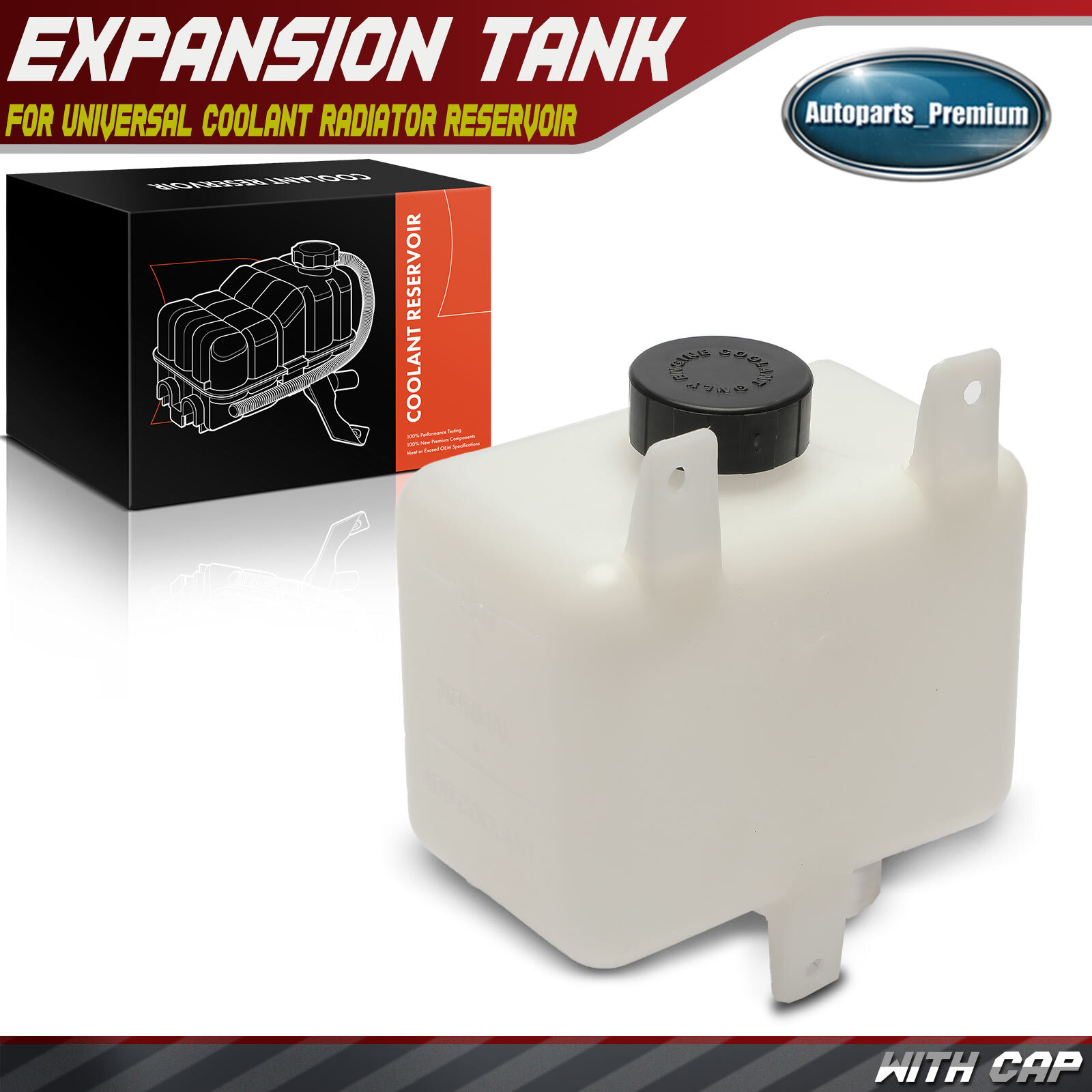 1x New Universal Coolant Radiator Reservoir Bottle Overflow Tank White ...