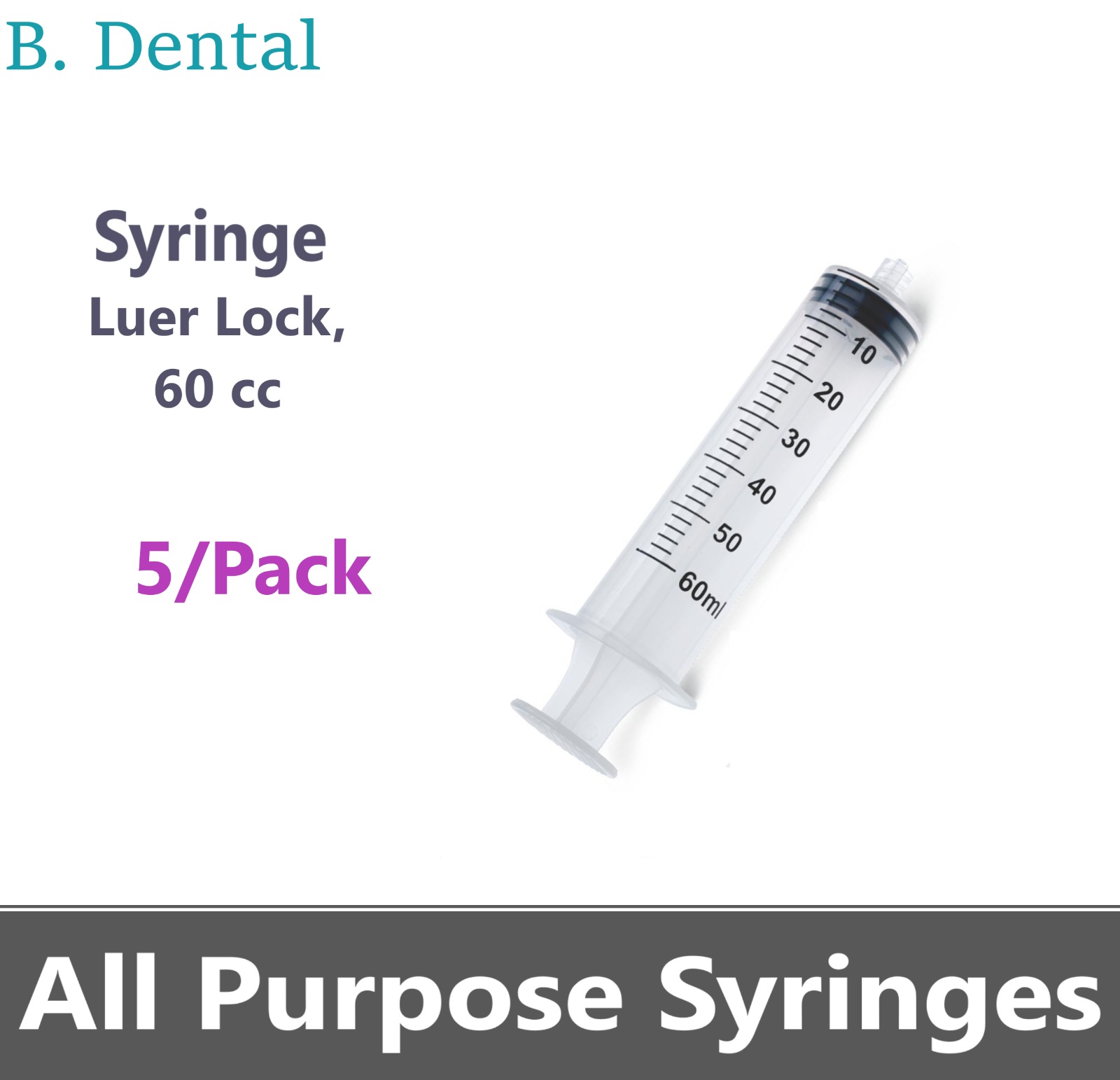 60ml / 60 cc Luer Lock Tip Syringe 5 Pack by DX- Sterile | eBay