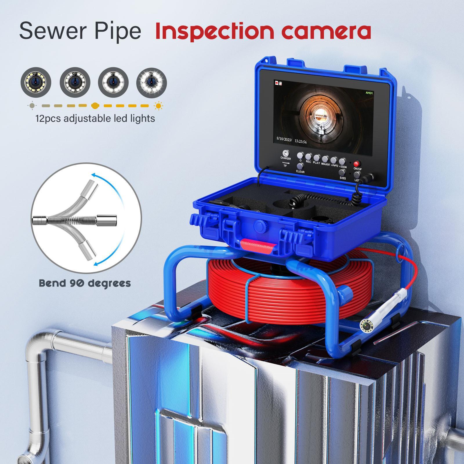 9" Video Recording Screen Sewer Pipe Drain Pipeline Inspection 2MP ...