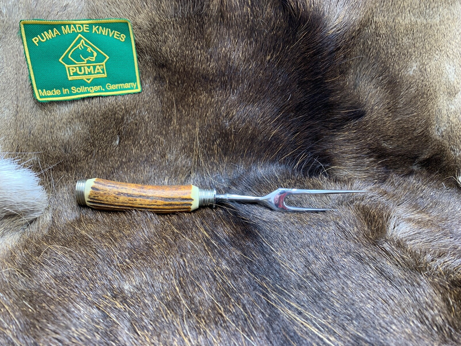 Puma Vintage Cutlery Fork With Holder & Genuine Stag Handle - Mint ...