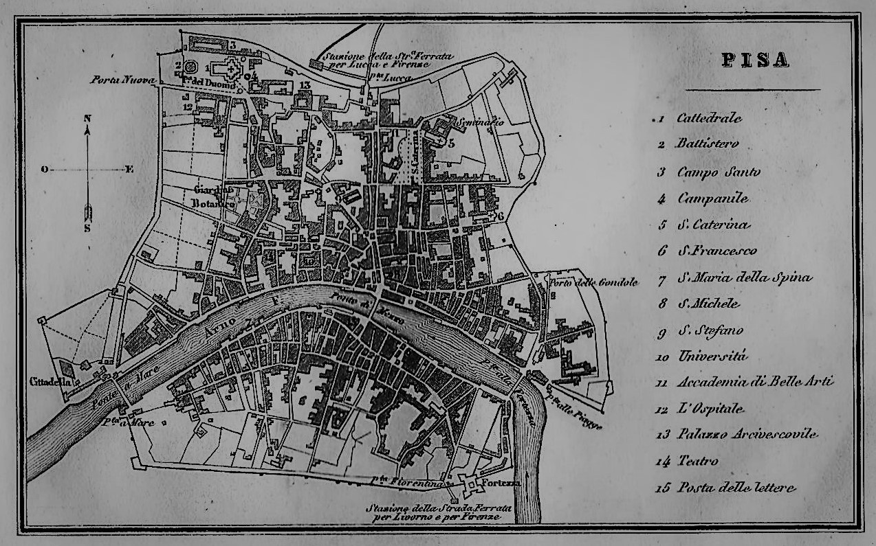 1857:Original.Topografic:Plan della Citta di PISA - PISE.Artaria ...