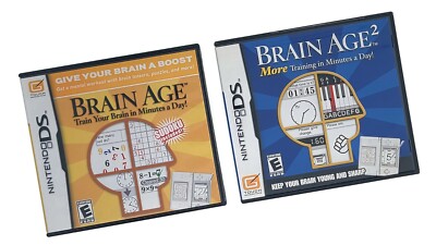 Brain Age And Brain Age 2 (Nintendo DS) Games Complete With Manuals CIB ...