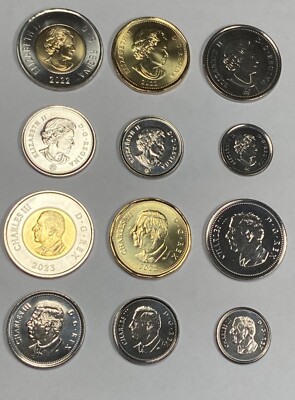 2022 & 2023 Canada 12 Coin Set Last Year Queen & 1st King Charles ...