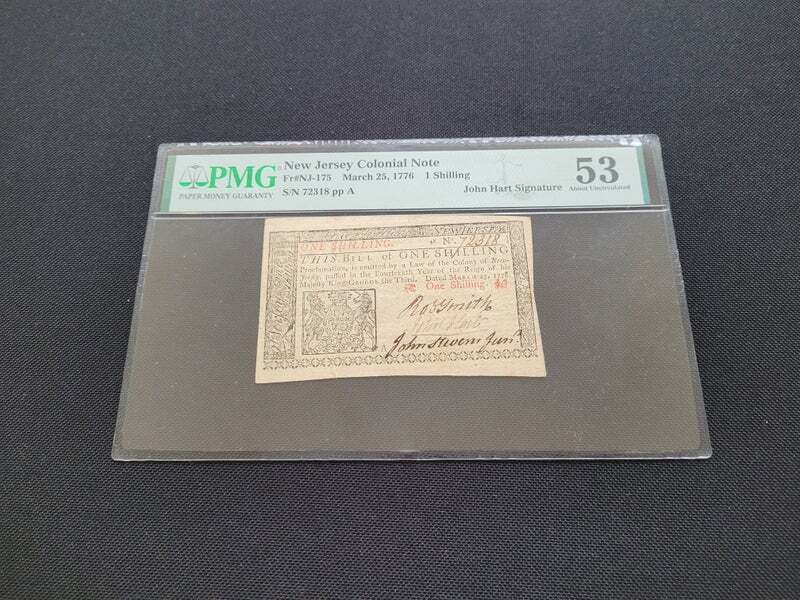 1776 One Shilling Note FR. NJ-175 John Hart | Grelly UK