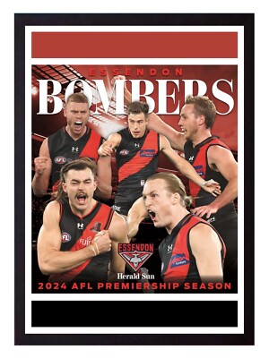 Framed 2024 Essendon Bombers AFL Football Poster - 45cm x 32cm x 3cm | eBay