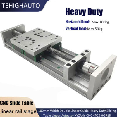 Heavy Duty Linear Ball screw Stage 70-100kg 4PCS*HGR15 X Y Z CNC Slide Table | eBay