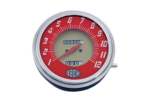 Red Faced Beck 2:1 Ratio Speedometer for Vintage Harley Knucklehead ...