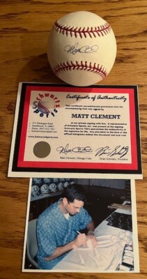MATT CLEMENT Autographed Signed RAWLINGS OML Baseball SCHWARTZ COA/HOLO ...