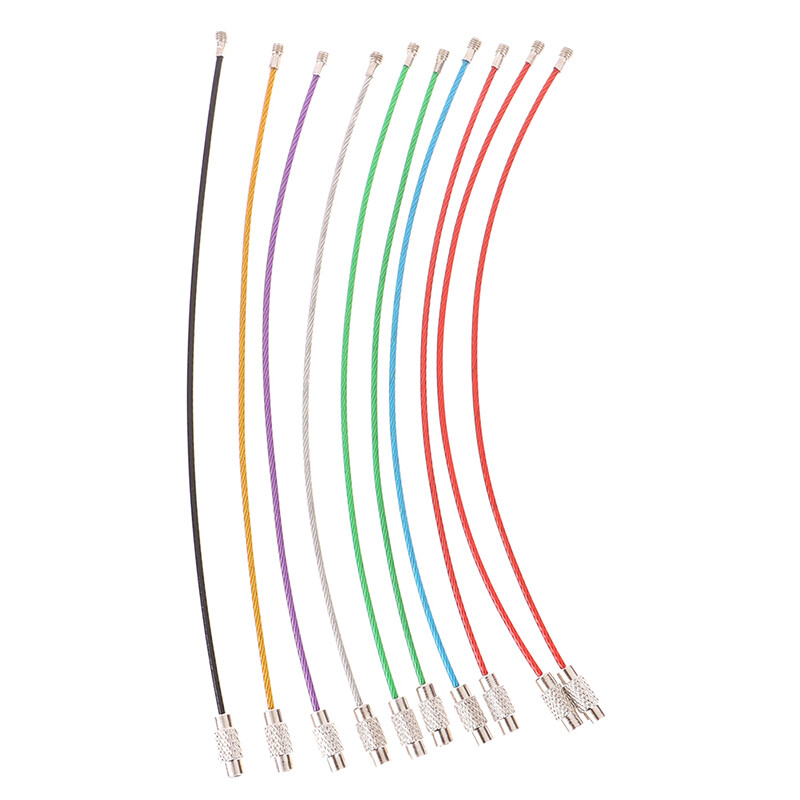 10Pcs Stainless Steel Keychain Rope Wire Cable Loop Screw Lock Gadget ...