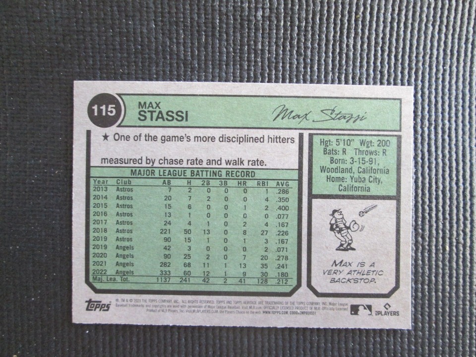 2023 Topps HERITAGE Max Stassi #115 Los Angeles Angels | eBay