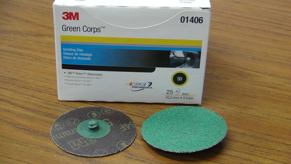 3M™ 01406 Green Corps™ Roloc™ Disc 3M 1406 3 inch, 50YF Grit , 25 discs ...