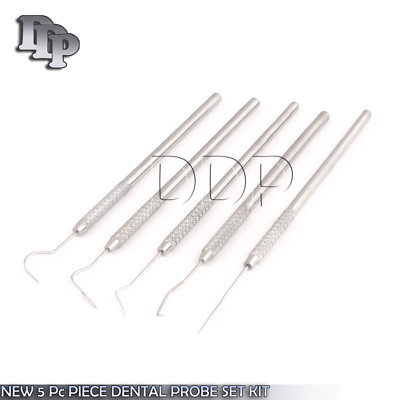NEW 5 Pc PIECE DENTAL PROBE SET KIT HYGIENE TOOLS STAINLESS STEEL,PR ...