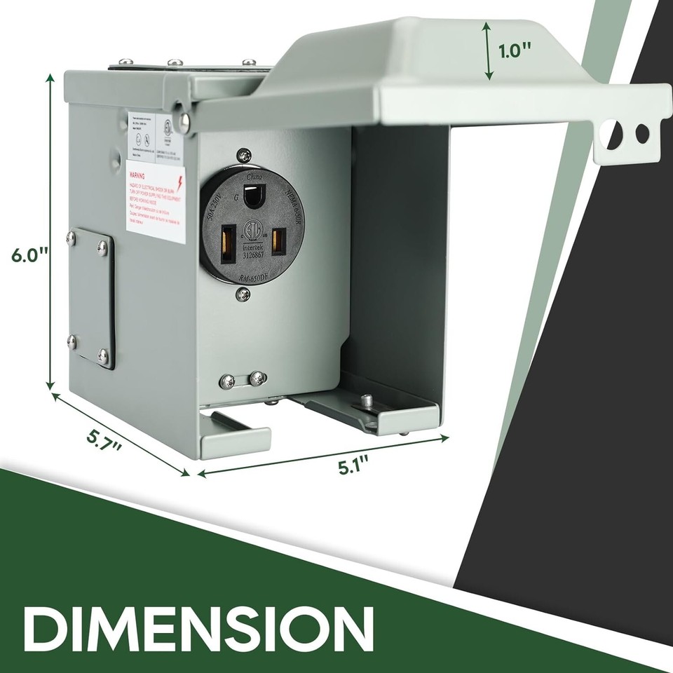 RVGUARD 50 Amp 125/250 Volt RV/EV Power Outlet Enclosure Lockable ...