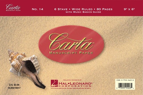 No 14 Carta Manuscript Paper Writing Pad Wide Ruled 9x6 6 Staves 80 ...