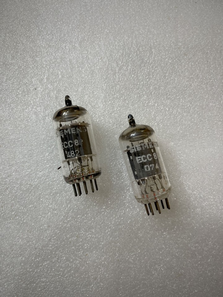 Siemens EI ECC82 12AU7 Long Plate O Getter NOS Tested Excellent Matched ...