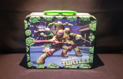 ☆Lunch Box Metal TMNT Teenage Mutant Ninja Turtles 8" Nickelodeon used ...
