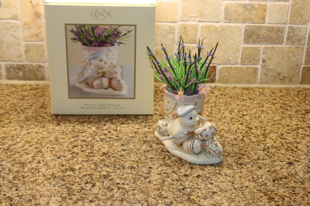 Lenox Painting Pretty Chick Petals and Pearls Flower Pot Planter Vase ...